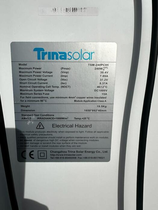 PV-Module - Trina Solar - Solar Panel - 240Wp - Poly - Secondsol