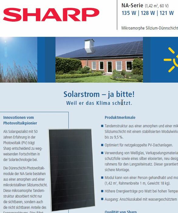 PV-Module - Sharp - NA-F128 (GJ) - 128Wp - Tandem - Secondsol
