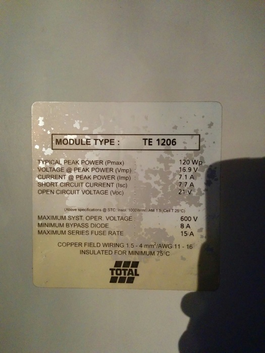 PV-Module - Total Energy - TE 1206 - 120Wp - Mono - Secondsol