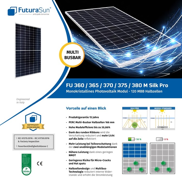 PV-Module - Futurasun - 375 Watt Silk Pro - 375Wp - Mono - Secondsol