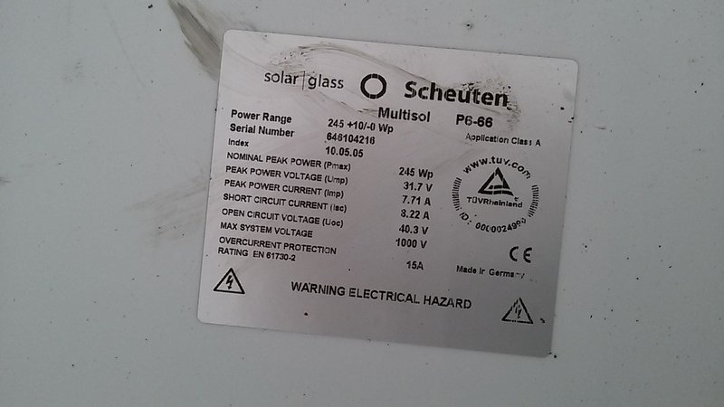 PV-Module - Scheuten Solar - Multisol P6-66-245 - 245Wp - Poly - Secondsol