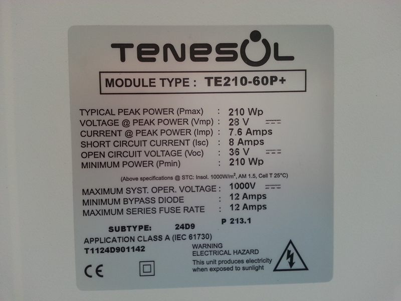 PV-Module - Tenesol - TE210-60P+ 210Wp - 210Wp - Poly - Secondsol
