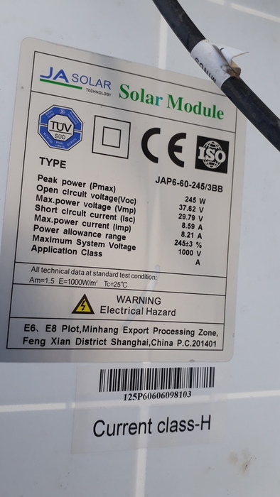 PV-Module - JA Solar - JAP6-60-245/3BB - 245Wp - Poly - Secondsol