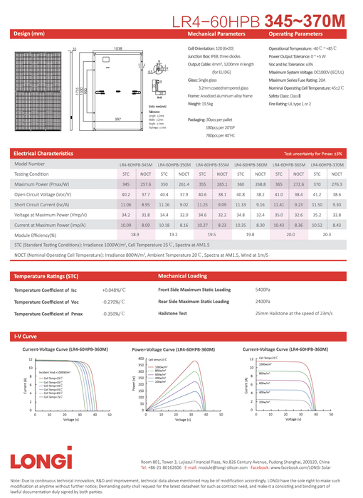 PV-Module - LONGI Solar - 10.50 kW SET - LR4-60 HPB 350 M - 350Wp ...