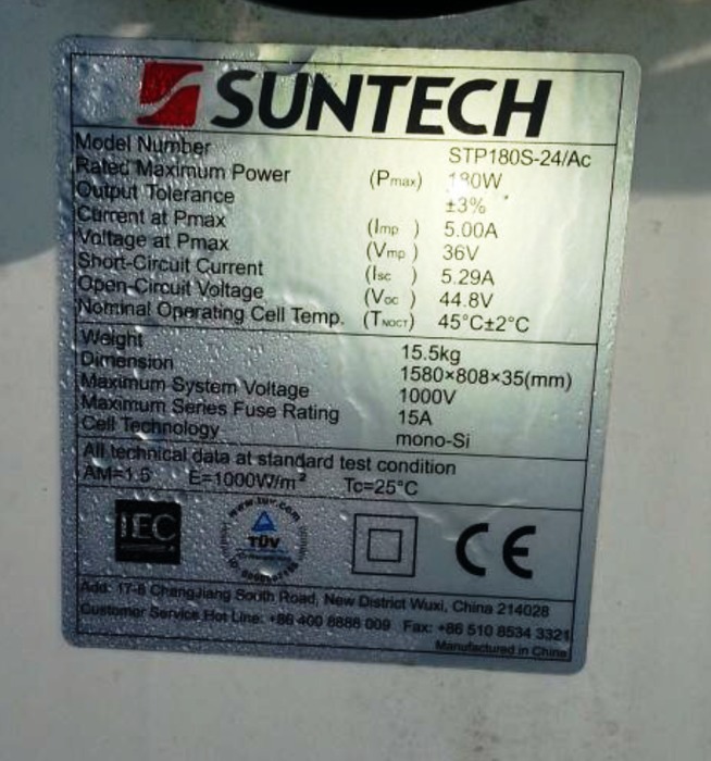 PV-Module - Suntech - STP180S-24/Ac - 180Wp - Mono - Secondsol