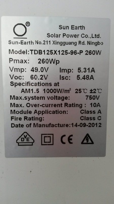 PV-Module - Sun Earth - TDB-125x125-96-P-260 (mono) - 260Wp - Mono ...