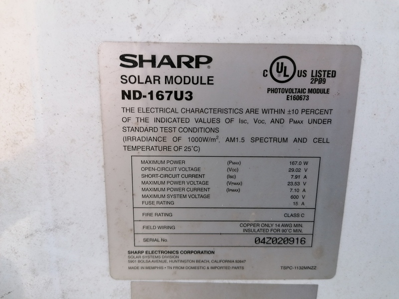 PV-Module - Sharp - ND-167U3 - 167Wp - Poly - Secondsol