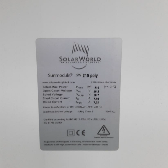PV-Module - Solarworld - SW 210 - 210Wp - Poly - Secondsol