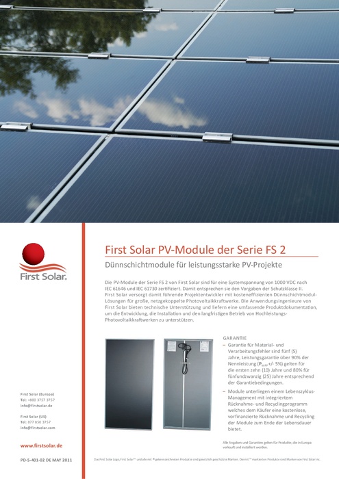 PV-Module - First Solar - FS 277 neu - 77.5Wp - CdTe - Secondsol