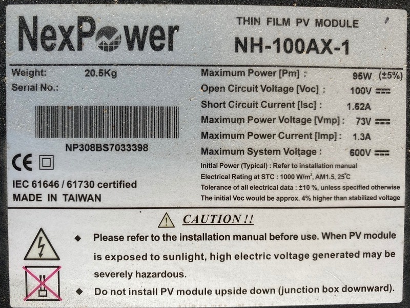 PV-Module - NexPower - NH-100AX-1_3A - 95Wp - a-Si - Secondsol