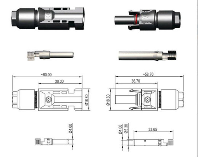 Solarstecker - Topoint Solar - MC4 Stecker & Buchse 5,5-9,0 mm2 - MC4 - Secondsol