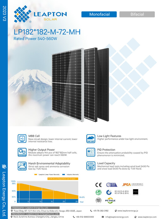 PV-Module - Leapton - LP182*182-M-72-MH - 550W FULL BLACK - 550Wp ...
