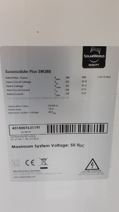 PV-Module - Solarworld - Z-Klasse Sunmodule Plus SW 280+290 mono ...