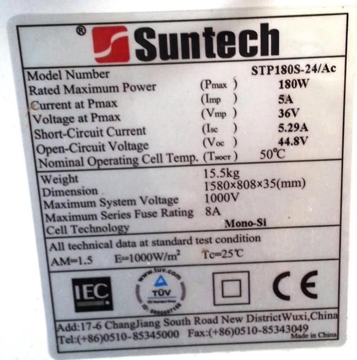 PV-Module - Suntech - STP180S-24/Ac - 180Wp - Mono - Secondsol