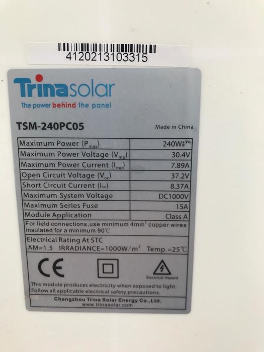 PV-Module - Trina Solar - 240 wat - 240Wp - Poly - Secondsol