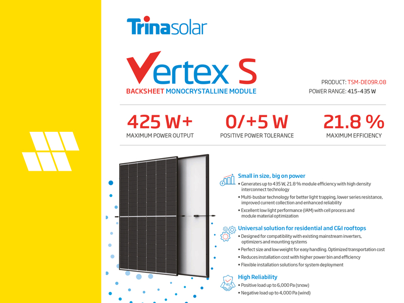 PV-Module - Trina Solar - TSM-425DE09R.08 Vertex S 425Wp - 425Wp - Mono - Secondsol