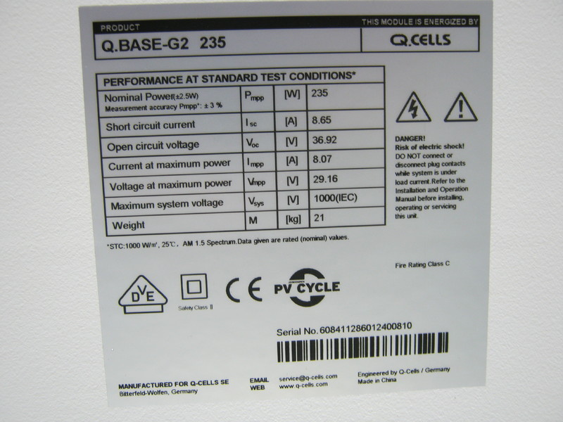 PV-Module - Qcells - Q.Base-G2 235 - 235Wp - Poly - Secondsol