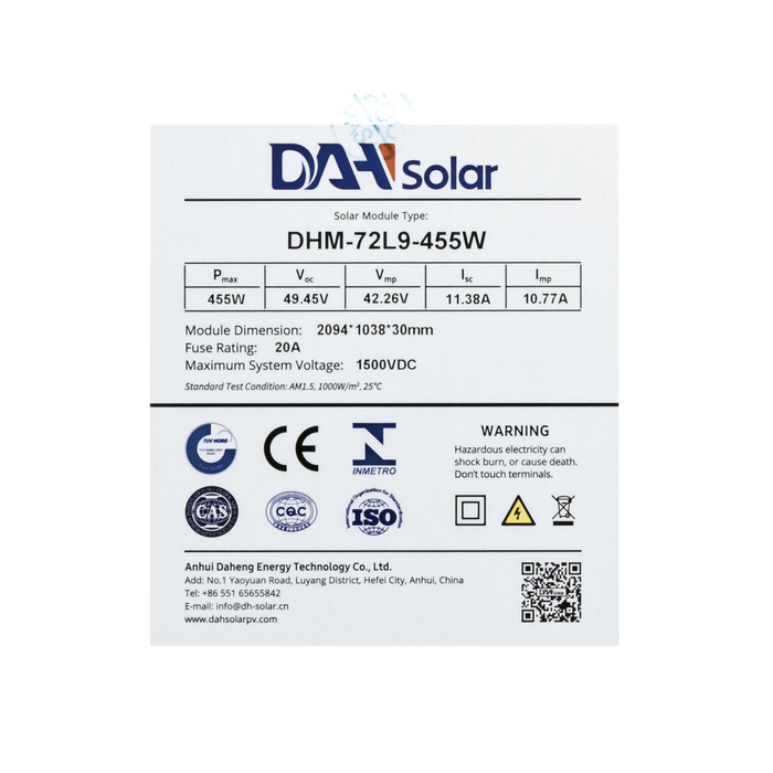 PV-Module - DAH-Solar - 455W DHM-72L9-455W - 455Wp - Mono - Secondsol
