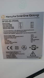 Solar Panel - Hanwha SolarOne - SF220-30-1P245L 245Wp - 245Wp - Poly ...