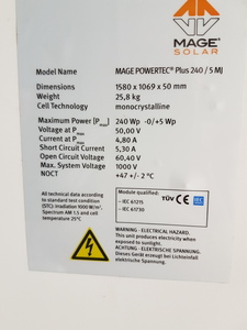 Solar Panel - Mage Solar - MAGE POWERTEC PLUS 240 / 5 MJ - 240Wp - Mono ...