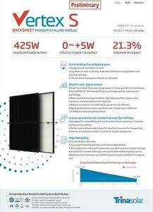 Solar Panel - TRINA SOLAR 415W FULL BLACK - Vertex S 415W TSM-DE09R.05 ...