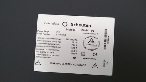 Solar Panel - Scheuten Solar - Multisol P6-54-210 - 210Wp - Poly ...