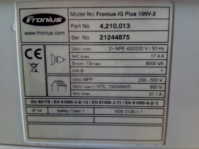 Inverter - Fronius - FRONIUS IG Plus 100 V-2 - String - Secondsol