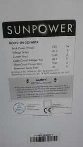 Solar Panel - SunPower - SPR-225-WHT-I 225Wp - 225Wp - Mono - Secondsol