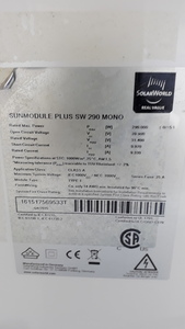Solar Panel - SolarWorld - Sunmodule Plus SW 290 mono - 290Wp - Mono ...