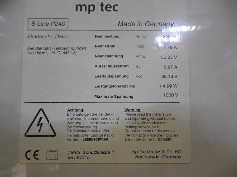 Solar Panel - mp-tec - S-Line P240 - 240Wp - Poly - Secondsol