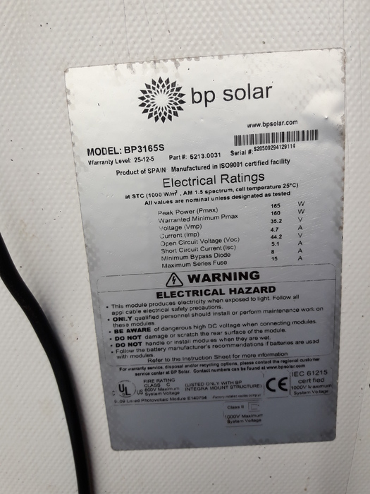 Solar Panel - BP Solar - BP Solar 3165 S - 165Wp - Poly - Secondsol