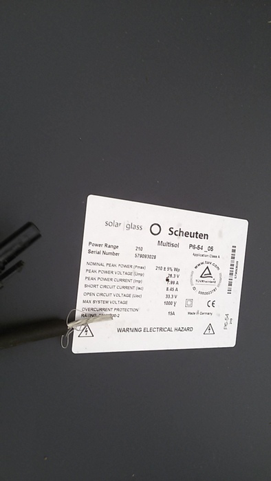 Solar Panel - Scheuten Solar - Multisol P6-54-210 - 210Wp - Poly ...