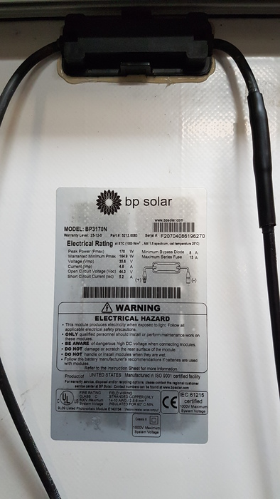Solar Panel - BP Solar - BP 3170 N - 170Wp - Poly - Secondsol