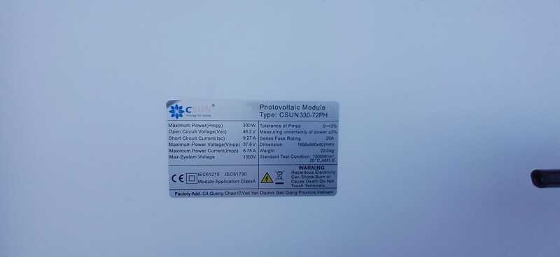 Solar Panel - CSUN - 330-72PH - 330Wp - Poly - Secondsol