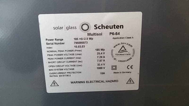 Solar Panel - Scheuten Solar - Multisol P6-54-185 - 185Wp - Poly ...
