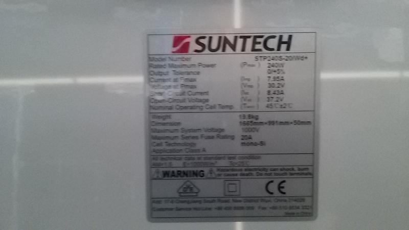 Solar Panel - Suntech - STP240S-20/Wd+ - 240Wp - Poly - Secondsol