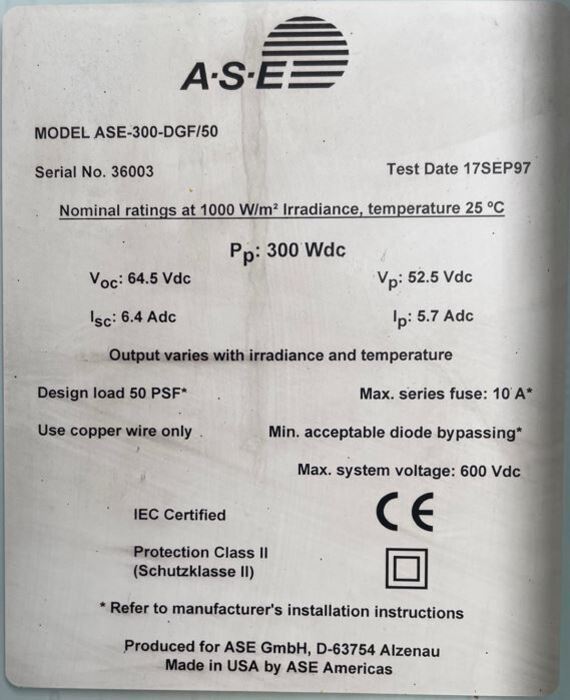 Solar Panel - ASE Schott Solar - ASE-300-DGF/50 - 300Wp - Poly - Secondsol