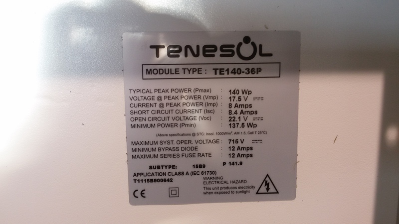 Solar Panel - Tenesol - TE140-36P 140Wp - 140Wp - Poly - Secondsol