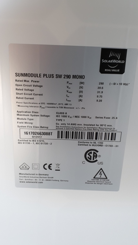 Solar Panel - SolarWorld - Sunmodule Plus SW 290 mono - 290Wp - Mono ...