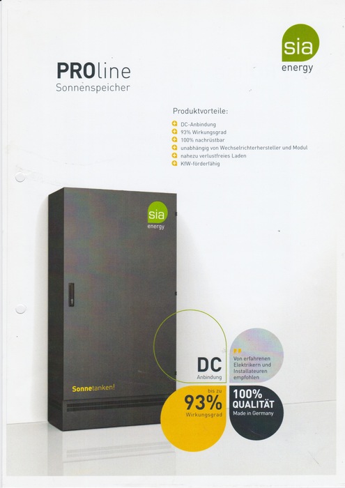 Solar Storage - sia energy - SIA PROline 12.0 DC - Lithium - Secondsol