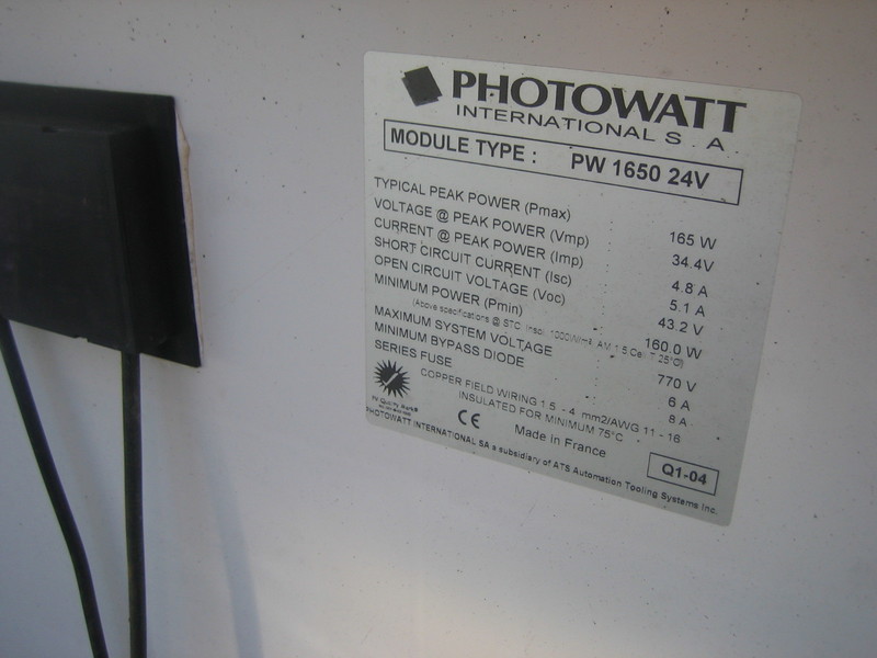 Solar Panel - Photowatt - PW1650-24V - 165Wp - Poly - Secondsol