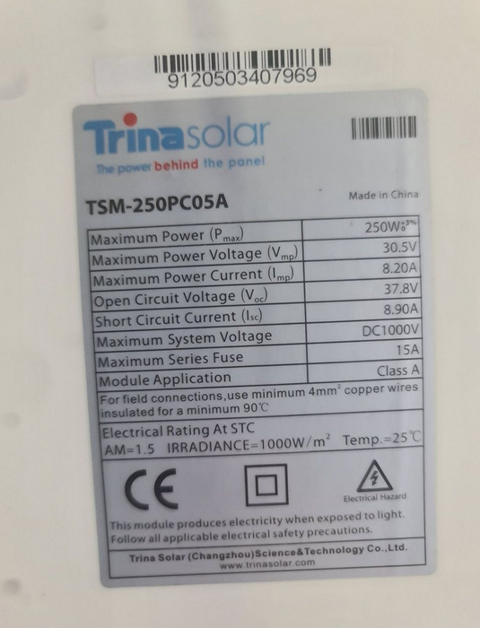 Solar Panel - Trina Solar - Trina TSM-PC05A 250 - 250Wp - Mono - Secondsol