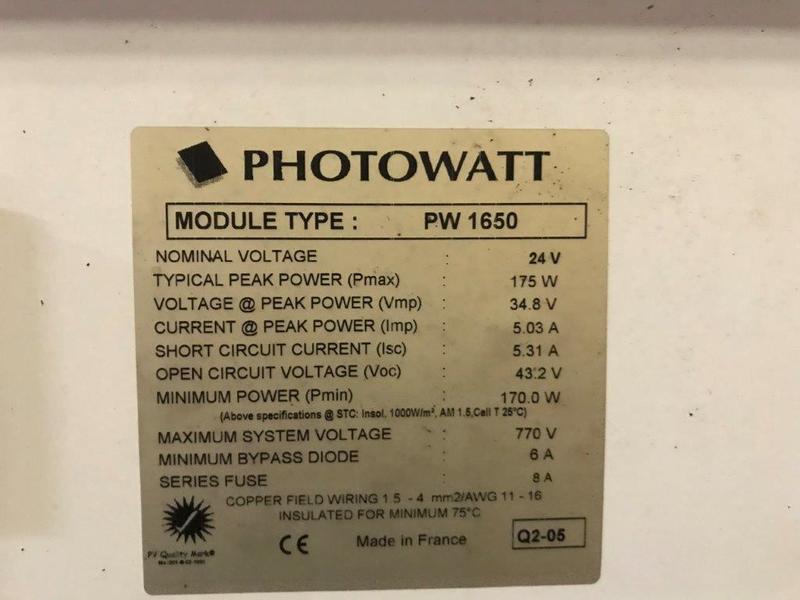 Solar Panel - Photowatt - PW1650-175/24V - 175Wp - Poly - Secondsol