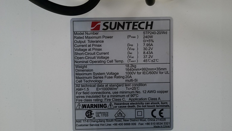 Solar Panel - Suntech - STP240-20/Wd - 240Wp - Poly - Secondsol