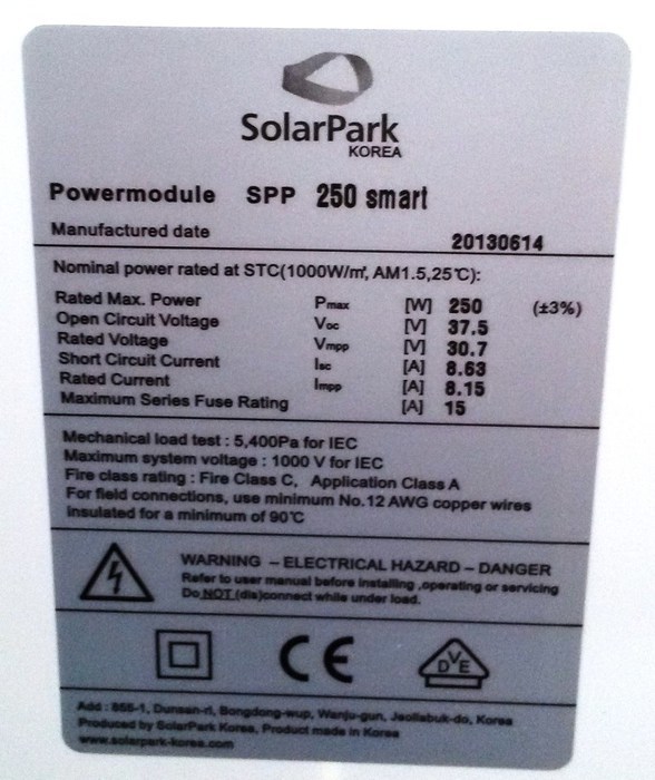 Solar Panel - SolarPark - SPP 250 smart - 250Wp - Poly - Secondsol