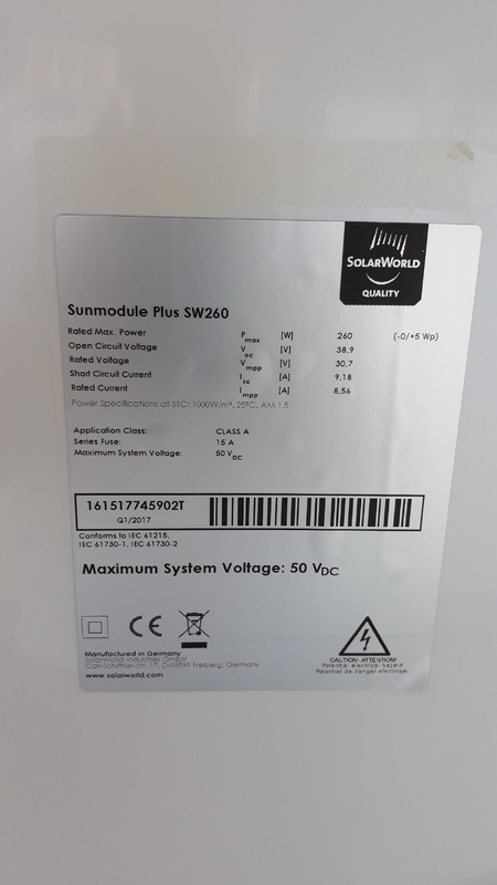 Solar Panel - SolarWorld - Sunmodule Plus SW 260 mono - 260Wp - Mono ...
