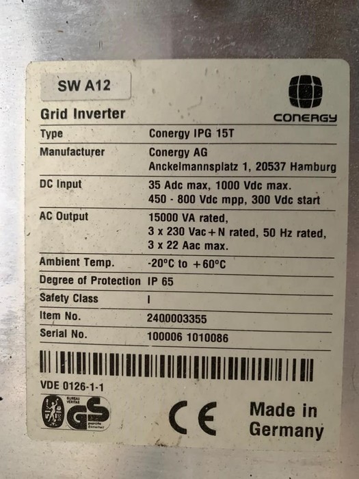 Inverter - Conergy - IGP 15T - String - Secondsol