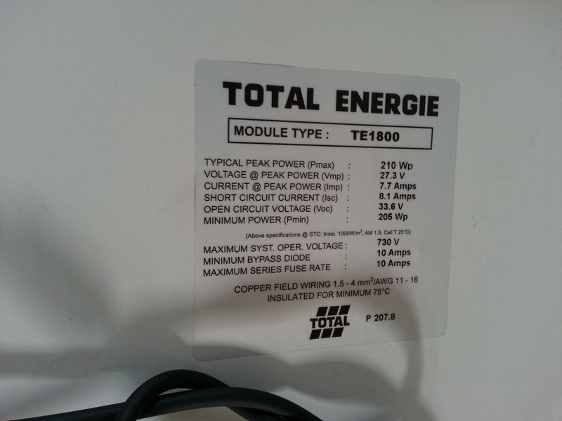 Solar Panel - Tenesol - Tenesol TE1800 210Wp - 210Wp - Mono - Secondsol