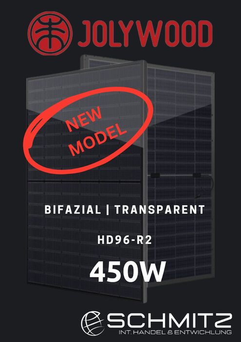 Solar Panel - Jolywood - JW-HD96N-R2 450W Full Black - 450Wp - Bifacial - Secondsol