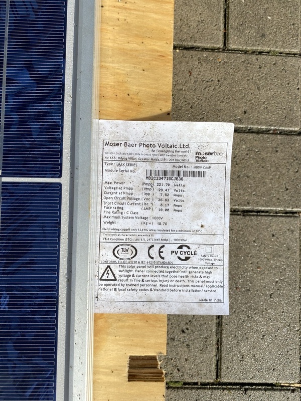 Solar Panel - Moser Baer - 220 CAAP Gen 2 - 220Wp - Mono - Secondsol